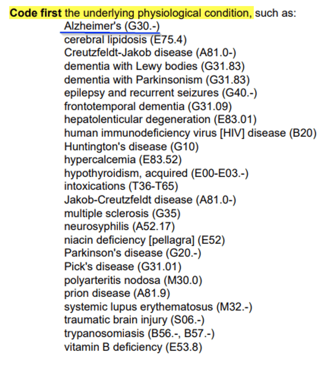 ICD-10-CM Coding for Alzheimer’s Disease
